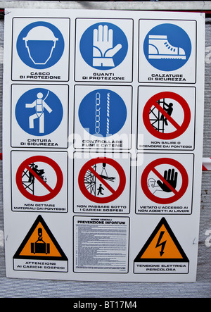 Italian health & safety sign at a construction site in Rome, Italy ...