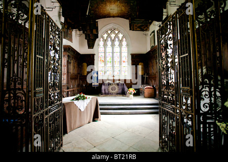 The front and altar area of a Gothic styled Anglican Church in England ...