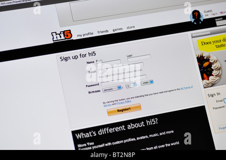 Hi5 website screenshot Stock Photo - Alamy