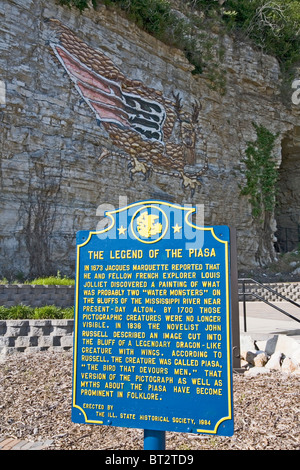 On a cliff of the Mississippi River near Alton, Illinois, a painting ...