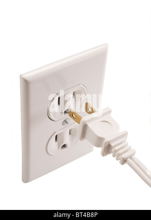 White electric plugs and outlet Stock Photo - Alamy