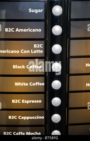 Vending machine panel showing buttons and drink choices Stock Photo - Alamy
