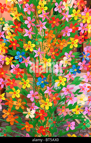 Multicolor colorful wooden flowers handicraft of Poland Stock Photo - Alamy