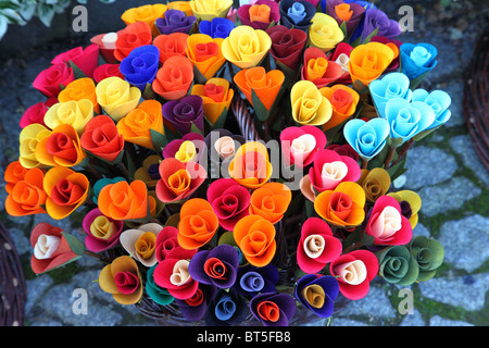 Multicolor colorful wooden flowers handicraft of Poland Stock Photo - Alamy