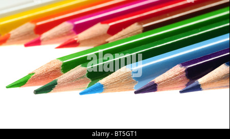 Close up color pencils isolated on white background Stock Photo - Alamy