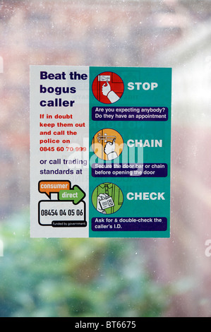 front door warning notice to unwanted callers in a No Doorstep Callers ...