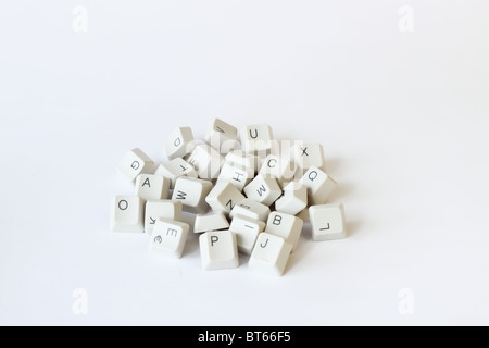 scattered keyboard keys on white background, stock photo Stock Photo ...