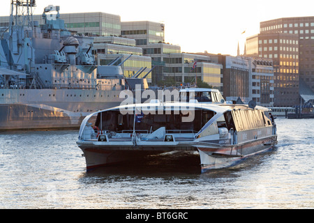 London River services - Thames Clipper - Embankment pier - London Stock ...
