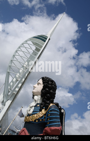 Ships figurehead and the Spinnaker Tower, a landmark and popular ...