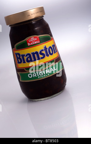 Glass jar of Branston Original Pickle Traditional British chutney Stock ...