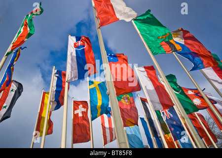 Different countries, lots of national flags, mix, group of flag symbols ...