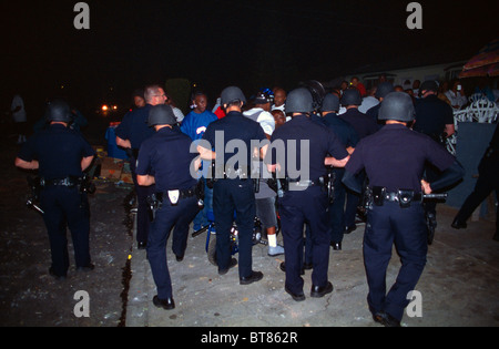 LAPD riot police deal with a disturbance in Compton, South Central, LA ...
