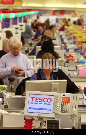 Check out at Tesco Supermarket. Picture by James Boardman Stock Photo ...