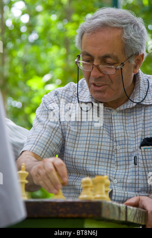 Iranian men playing chess in a park, Isfahan province, Isfahan, Iran ...