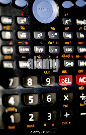 buttons of scientific calculator with mathematical functions close up ...