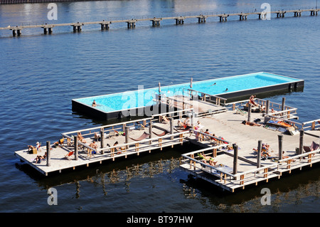 Berlin, Badeschiff at the Arena in Treptow Stock Photo - Alamy