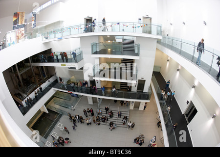 welcome zone atrium interior of the refurbished Ulster Museum Belfast ...