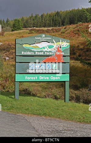 Raiders Road Forest Drive Sign in the Galloway Forest Park, Dumfries ...