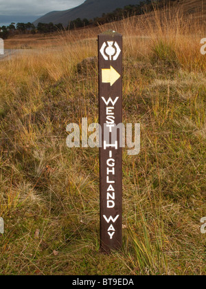 Waymarker Post for the West Highland Way Long Distance Footpath, Argyll ...