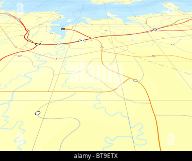 Generic map of a coastline with no names Stock Photo - Alamy