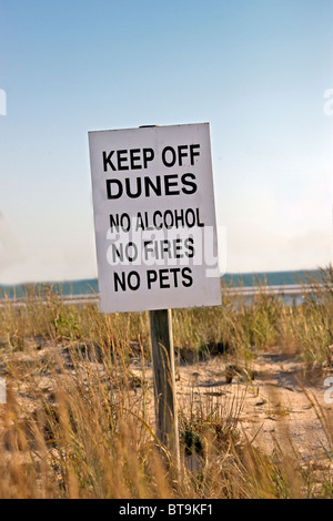 Sign with regulations, Ocean Beach, Fire Island, Long Island, NY Stock ...
