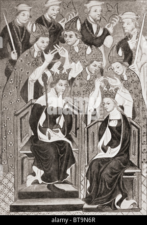 The Crowning of a King, from the 'Liber Regalis' coronation book in ...