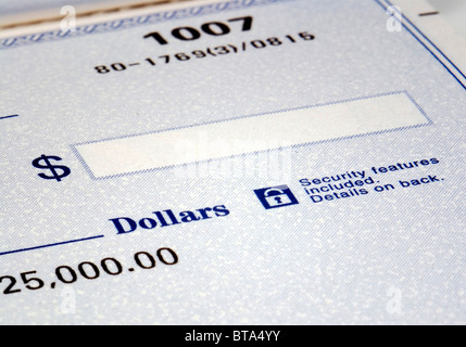 US dollar check (cheque) macro Stock Photo - Alamy
