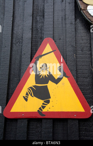 Iceland, Reykjanes, Hafnarfjordur, Viking Village. Carved wooden Viking ...
