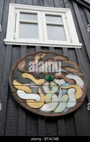 Iceland, Reykjanes, Hafnarfjordur, Viking Village. Yield to Vikings ...