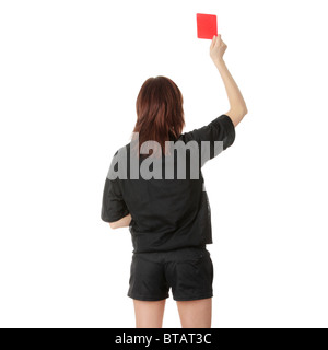 Female Football Referee Showing a Red Card Stock Photo - Alamy