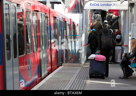 Docklands light railway, Custom House Stock Photo - Alamy