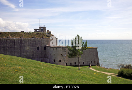 Nothe Fort viewed from the Nothe Gardens. The old fortress stands at ...