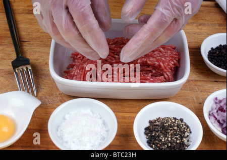 how to make home made pork tatar Stock Photo - Alamy