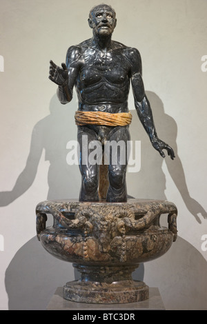 Seneca old roman marble statue detail Stock Photo - Alamy