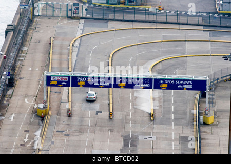 Lorry boarding cross channel ferry watched by passenger Dover UK Stock ...