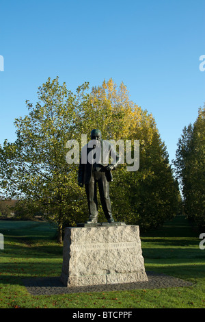 Statue of WWII British Prime Minister Winston S Churchill. In his old ...