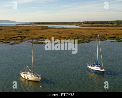 Pennington marshes Lymington Hampshire England UK with the Needles of ...