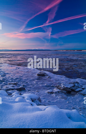 Contrails in the sky over the North Sea island Norderney, Germany ...