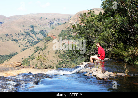 Waterfall at escarpment near Lunsklip Lodge on the Mpumalanga ...