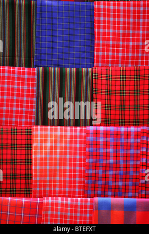A display of brightly coloured shuka cloth Stock Photo - Alamy