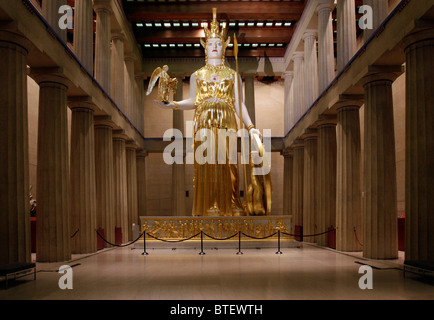 The 42 foot statue of the Goddess Athena inside the Parthenon in Nashville’s Centennial Park ...