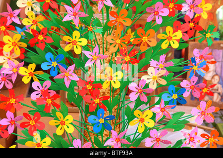 Multicolor colorful wooden flowers handicraft of Poland Stock Photo - Alamy