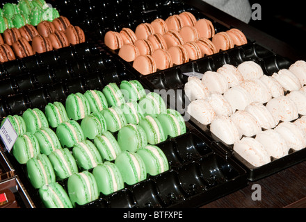 Colorful macarons (French Macaroons) on display at the "Confiteria La ...