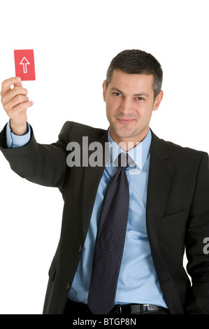 businessman with a red card , direction Stock Photo - Alamy