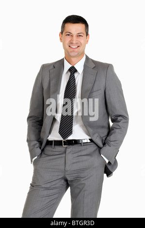 handsome intelligent old man in business suit holding glasses Stock ...