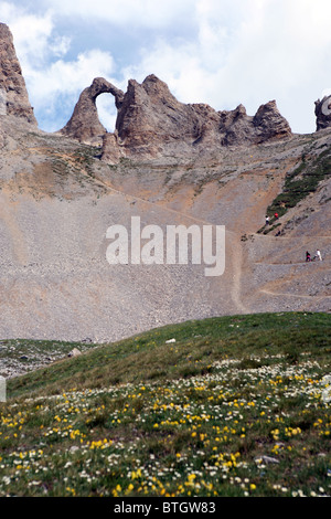 Eye of the needle or Aguille Percee area near Tignes Val d'Isere in the ...