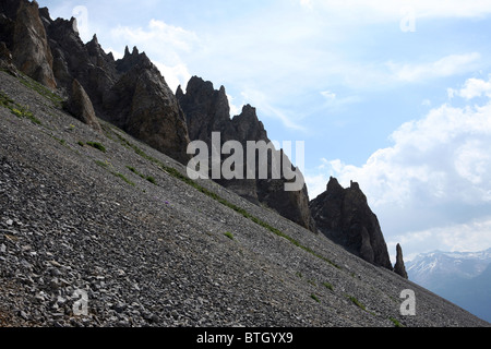 Eye of the needle or Aguille Percee area near Tignes Val d'Isere in the ...