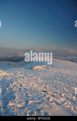 The Summit of Helvellyn in Winter, Lake District, Cumbria, England ...
