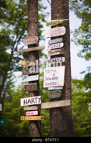Camp Home Signs on Sebago Lake, Maine Stock Photo - Alamy