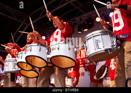 The 49ers drumline, Niner Noise, perform at the NFL fan rally in ...